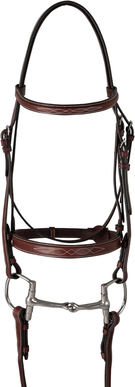 Huntley Equestrian Classic Fancy Stitched Hunter Bridle with Reins ...